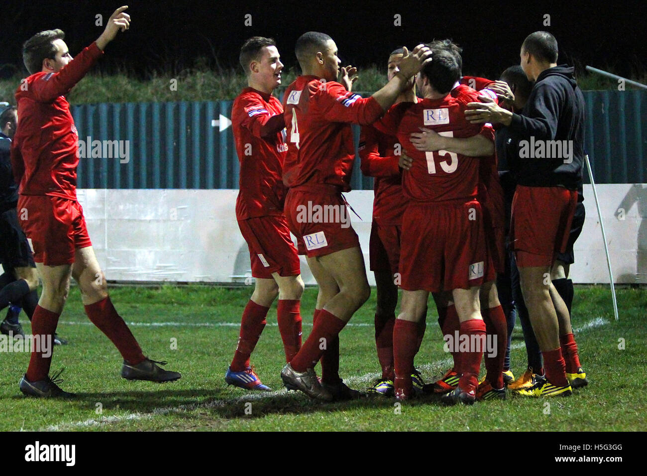 Redbridge players celebrate their third goal - Barkingside vs Redbridge ...