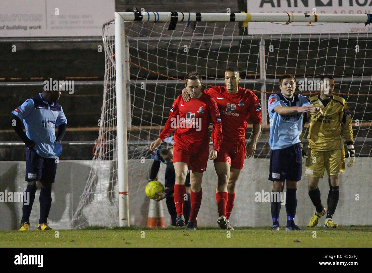 Kurt Smith scores the first goal for Redbridge and celebrates ...