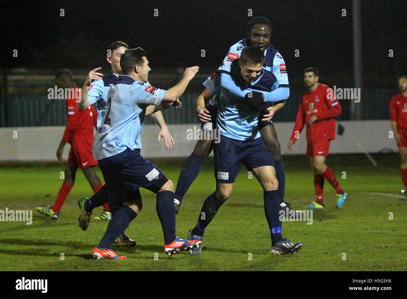 Steve Carvell scores the first goal for Barkingside and celebrates with ...