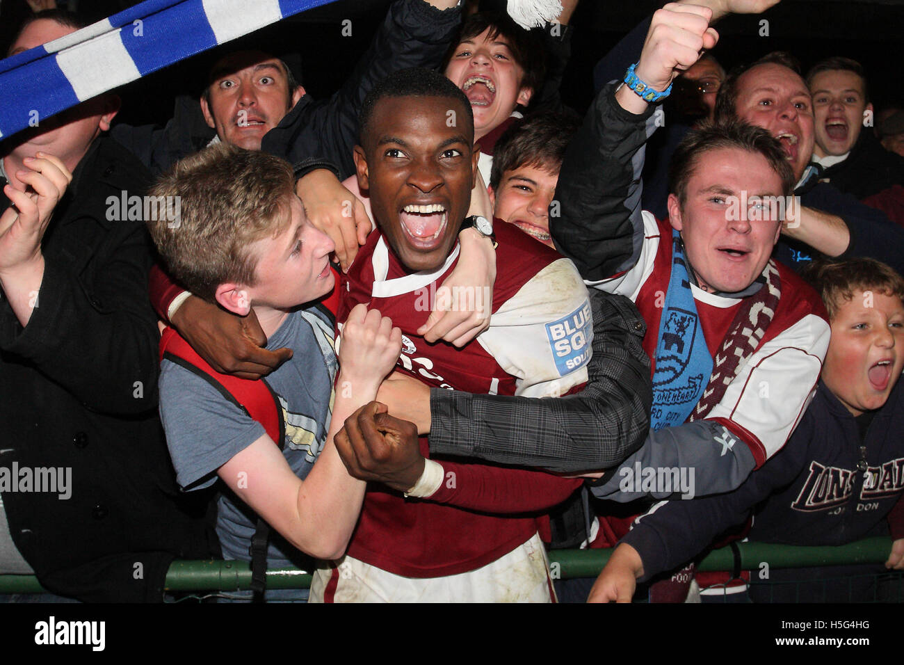 Anthony Cook of Chelmsford celebrates with the fans after the game ...