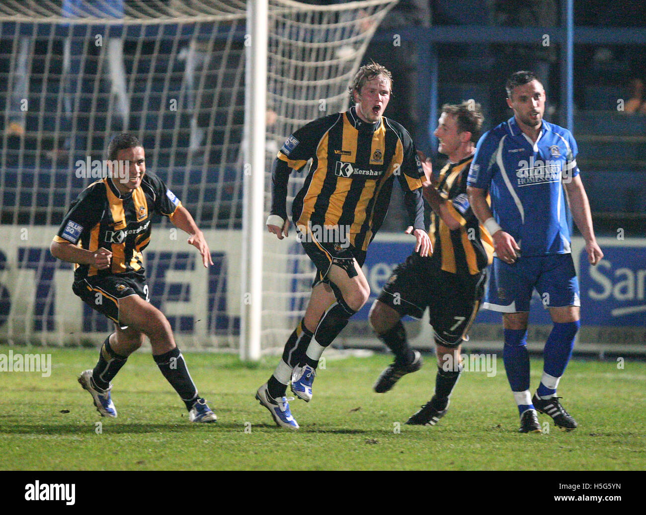 Scott Rendell of Cambridge (C) celebrates his winning goal - Grays ...