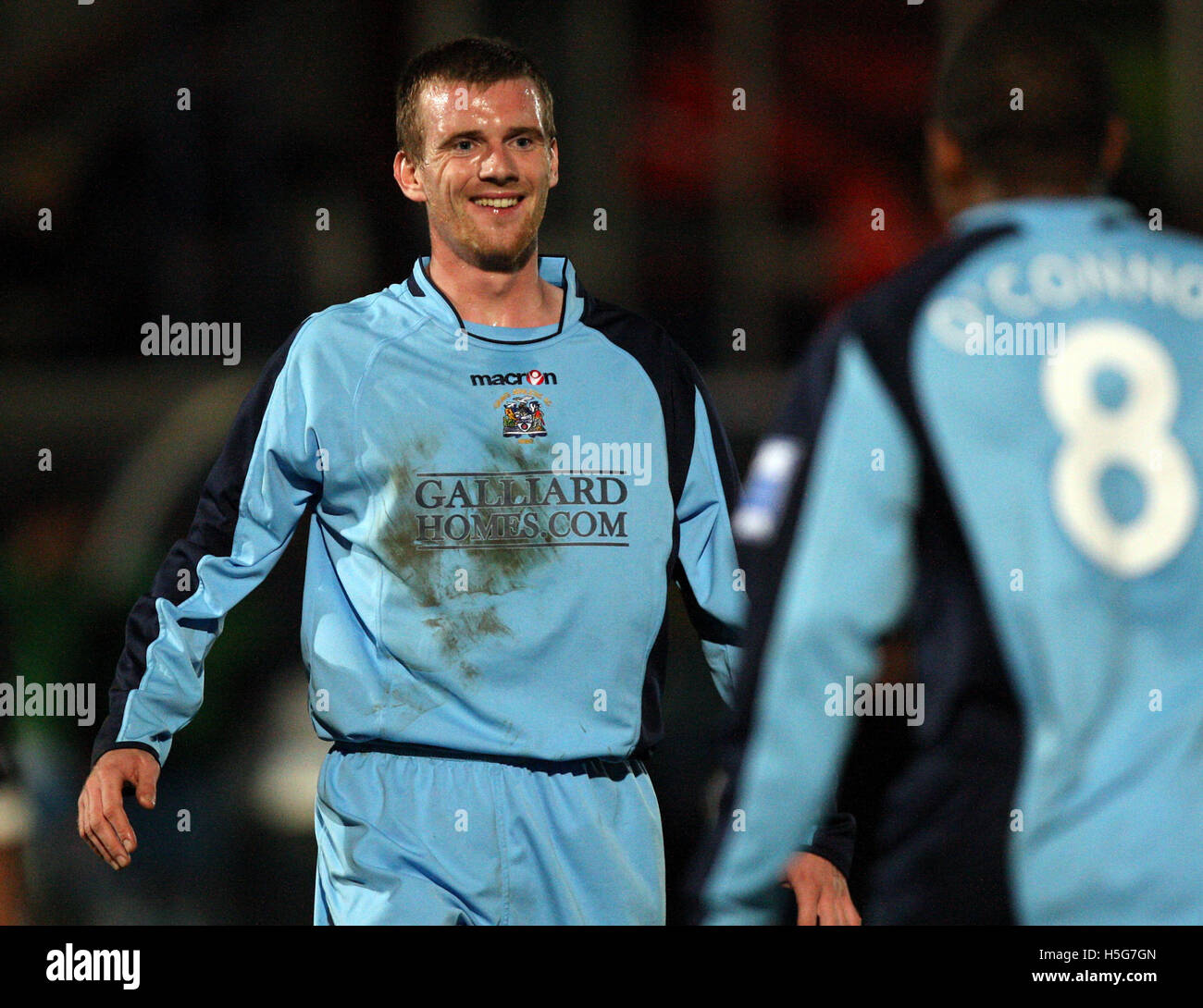 Barry Cogan celebrates his second goal of the game for 5-0 - Grays ...