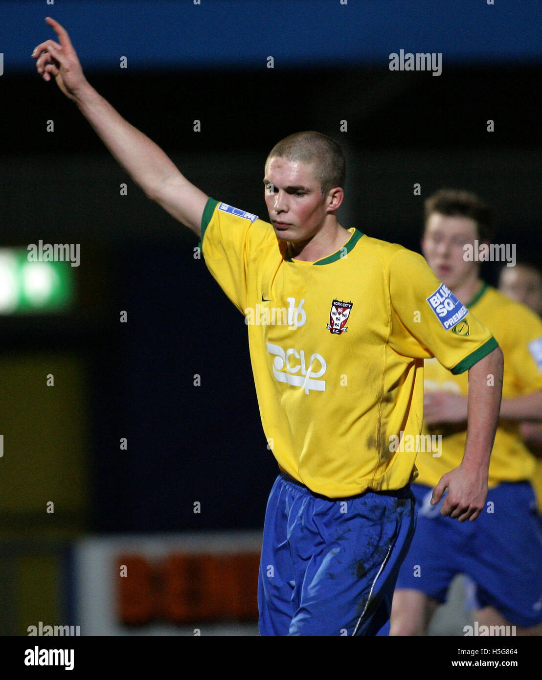 Richard Brodie of York celebrates his goal from the penalty spot ...