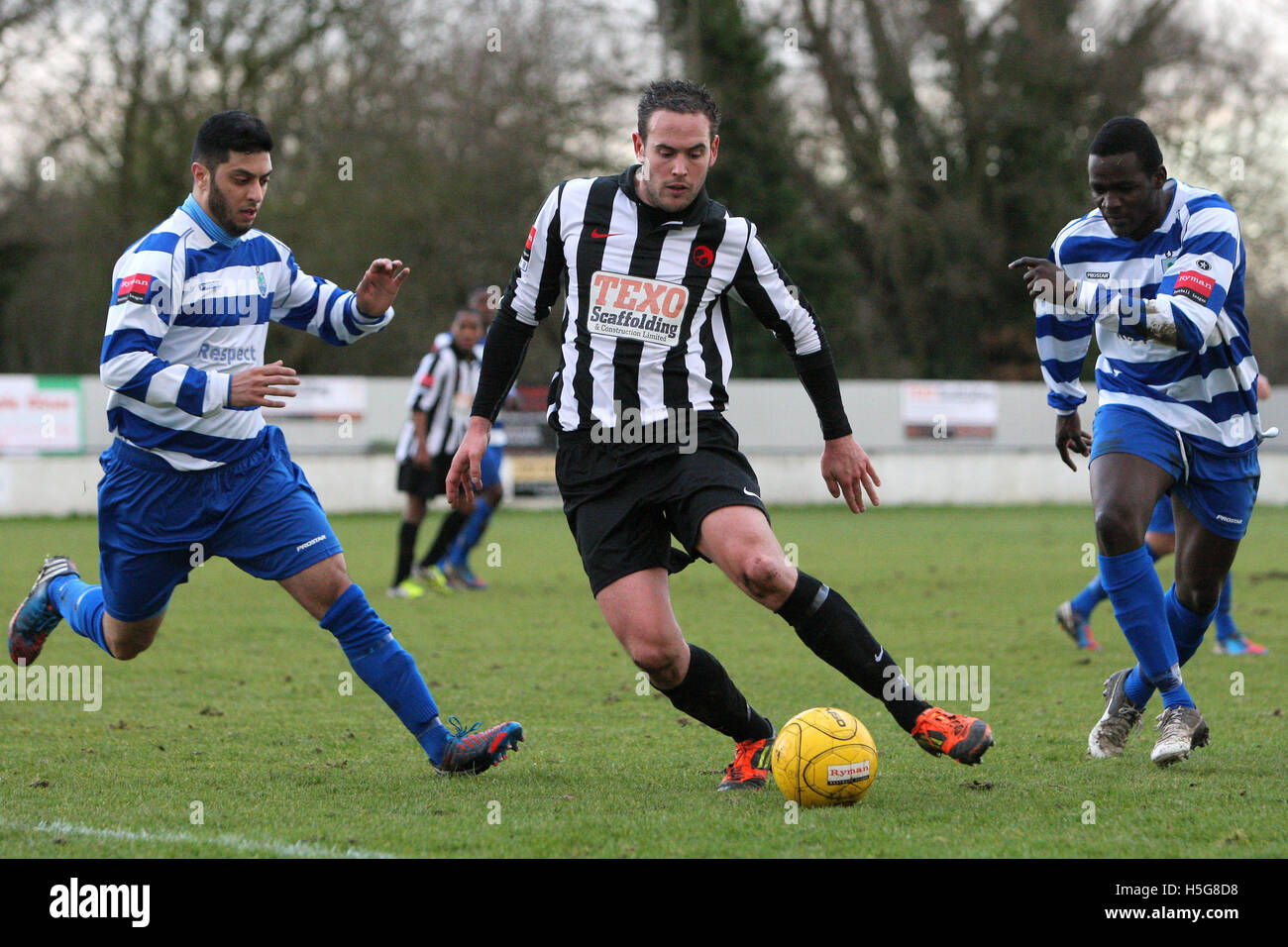 Luke Callander on the ball for Heybridge - Heybridge Swifts vs Ilford ...