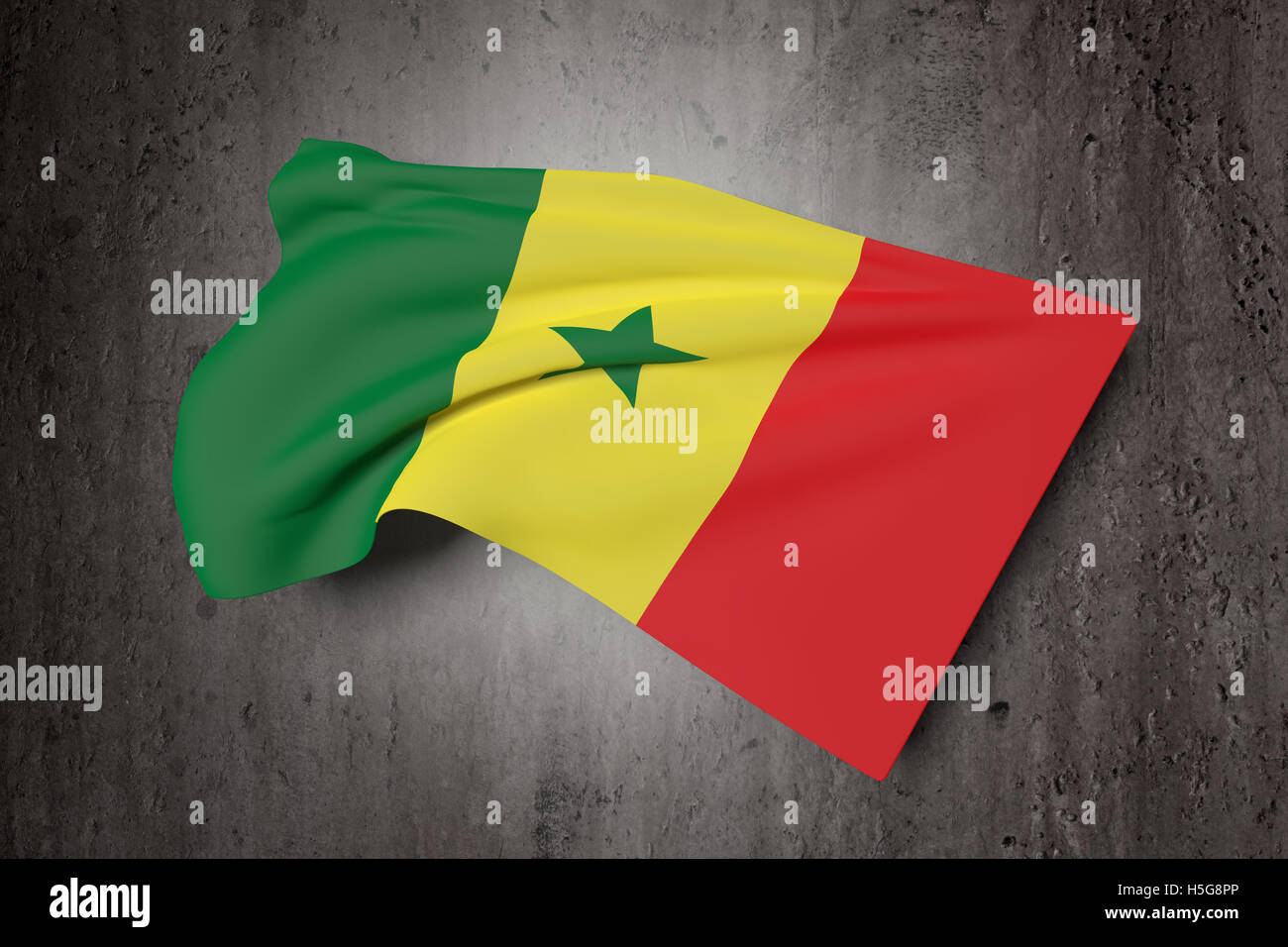 3d rendering of Senegal flag waving on a dirty background Stock Photo ...