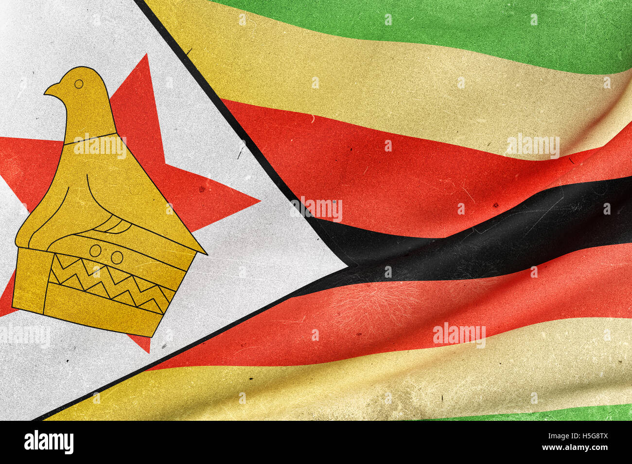 3d rendering of an old and dirty Republic of Zimbabwe flag waving Stock ...