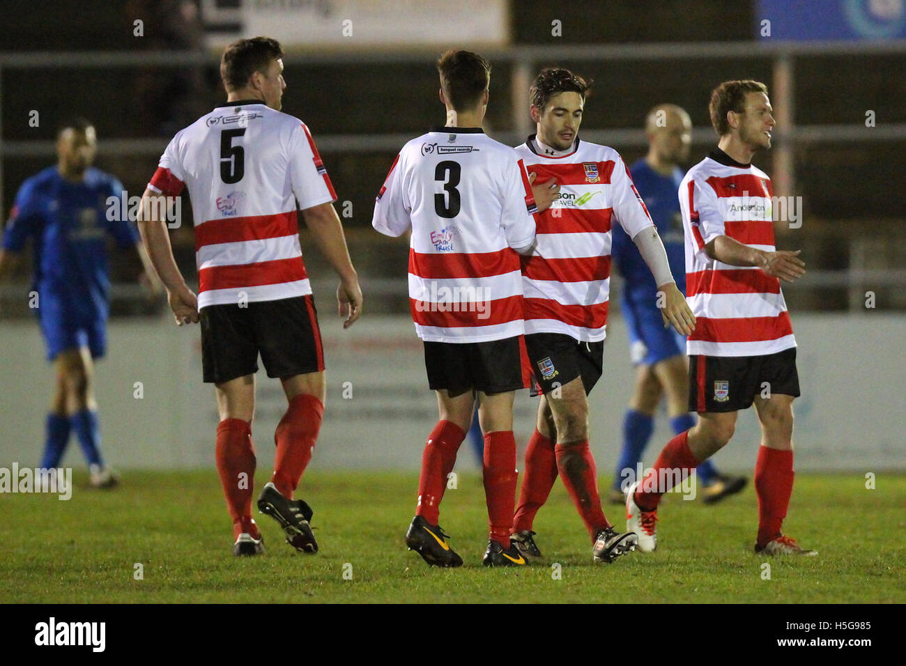 Kingstonian celebrate scoring the first goal of the game - Redbridge vs ...