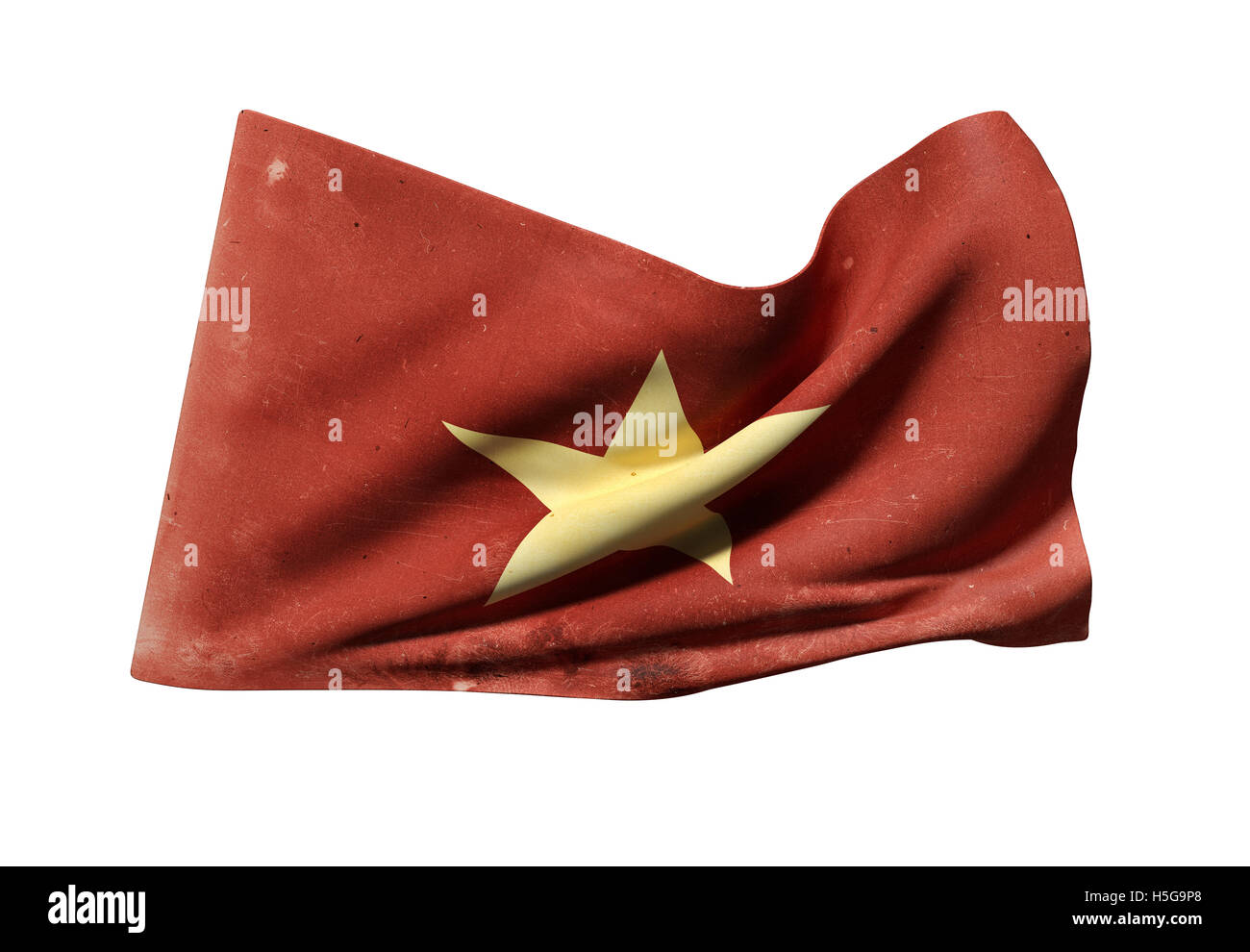 3d rendering of an old Socialist Republic of Vietnam flag waving on ...