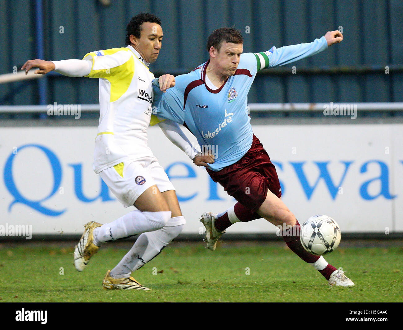 Chris Sullivan of Braintree (left) and Lee Flynn of Thurrock ...