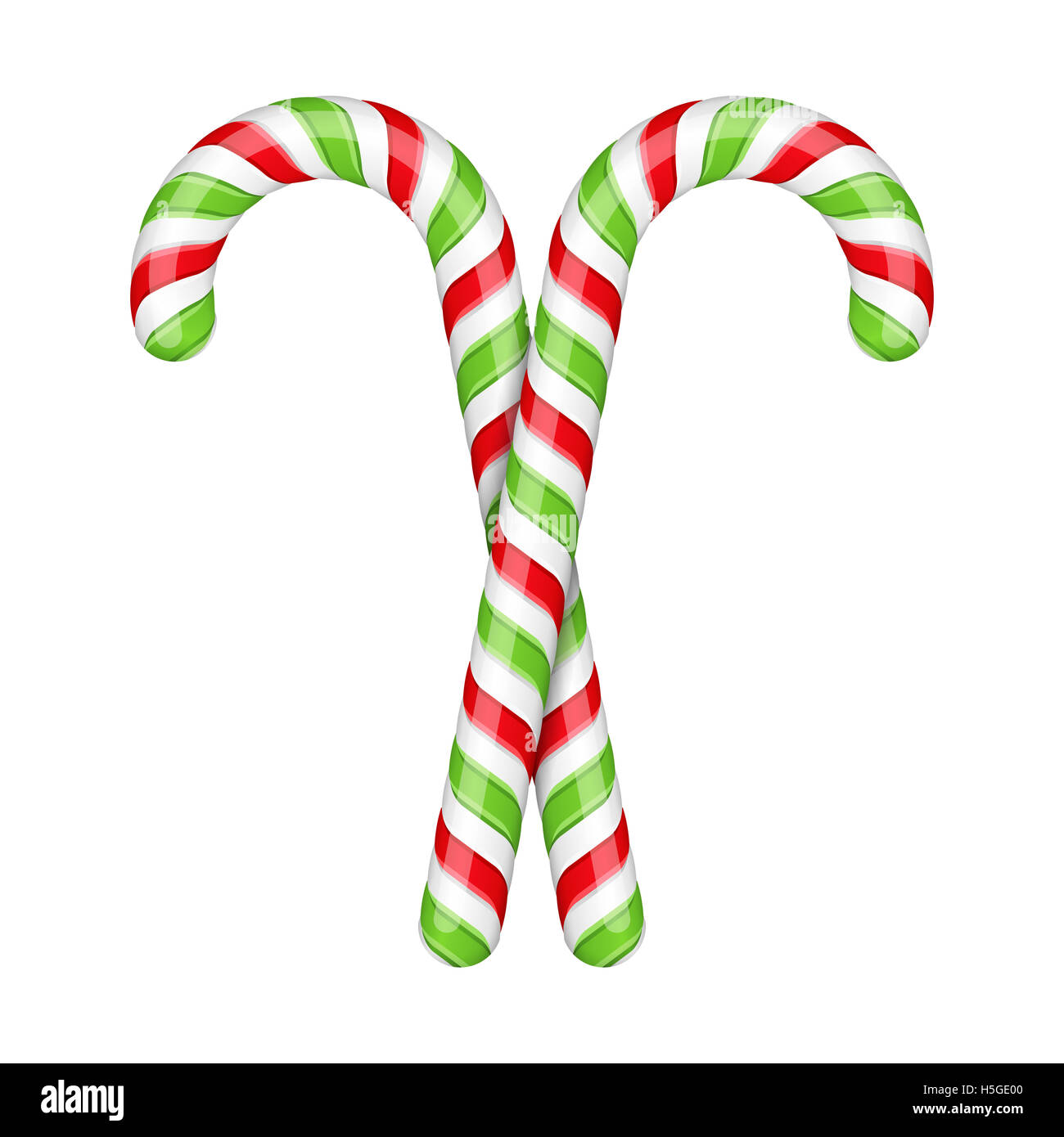 Two candy canes on white background Stock Photo - Alamy