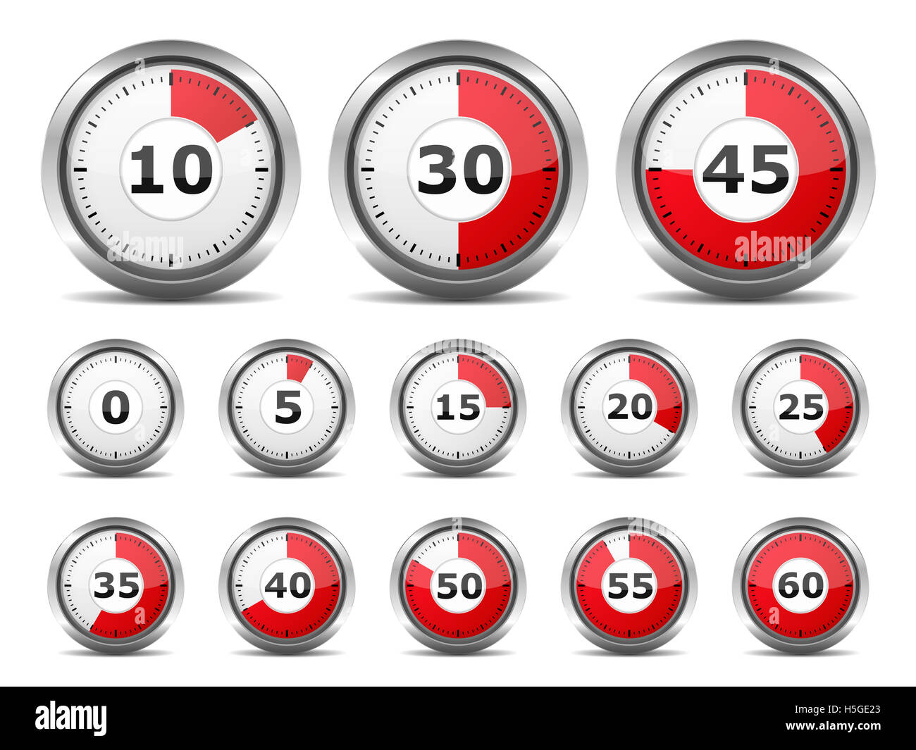 Set of red timers on white background Stock Photo - Alamy