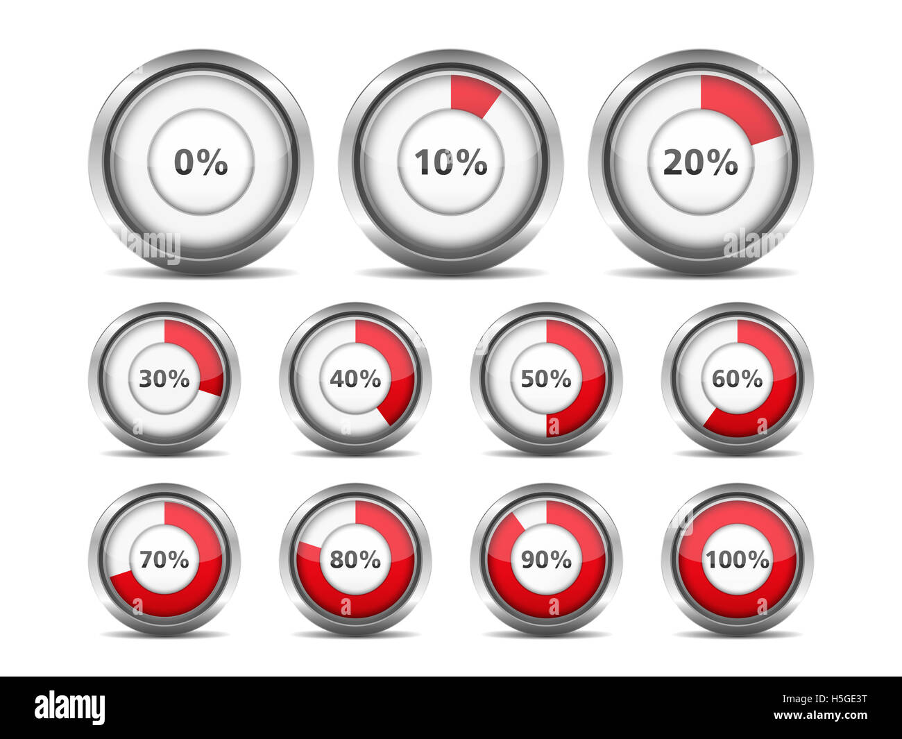 Set of red round progress indicators Stock Photo - Alamy