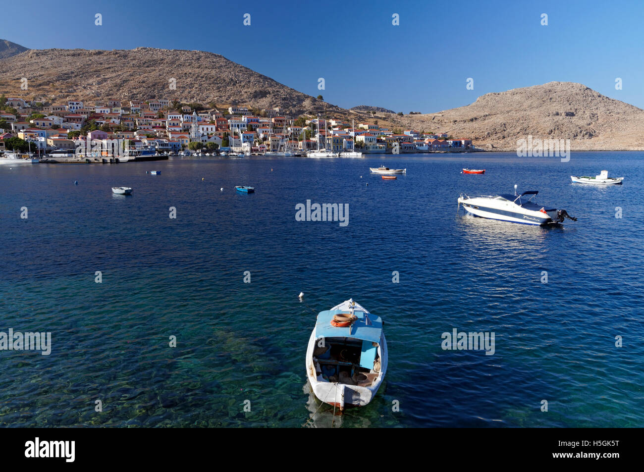 Village of Emborio, Chalki Island near Rhodes, Dodecanese Islands ...