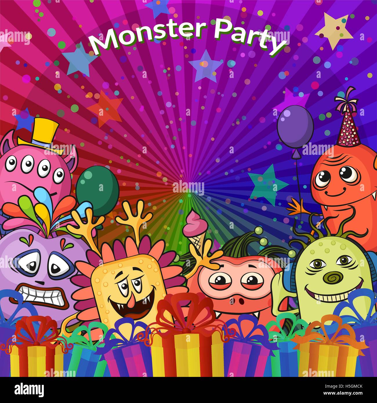 Cartoon Monsters Background Stock Vector Image & Art - Alamy