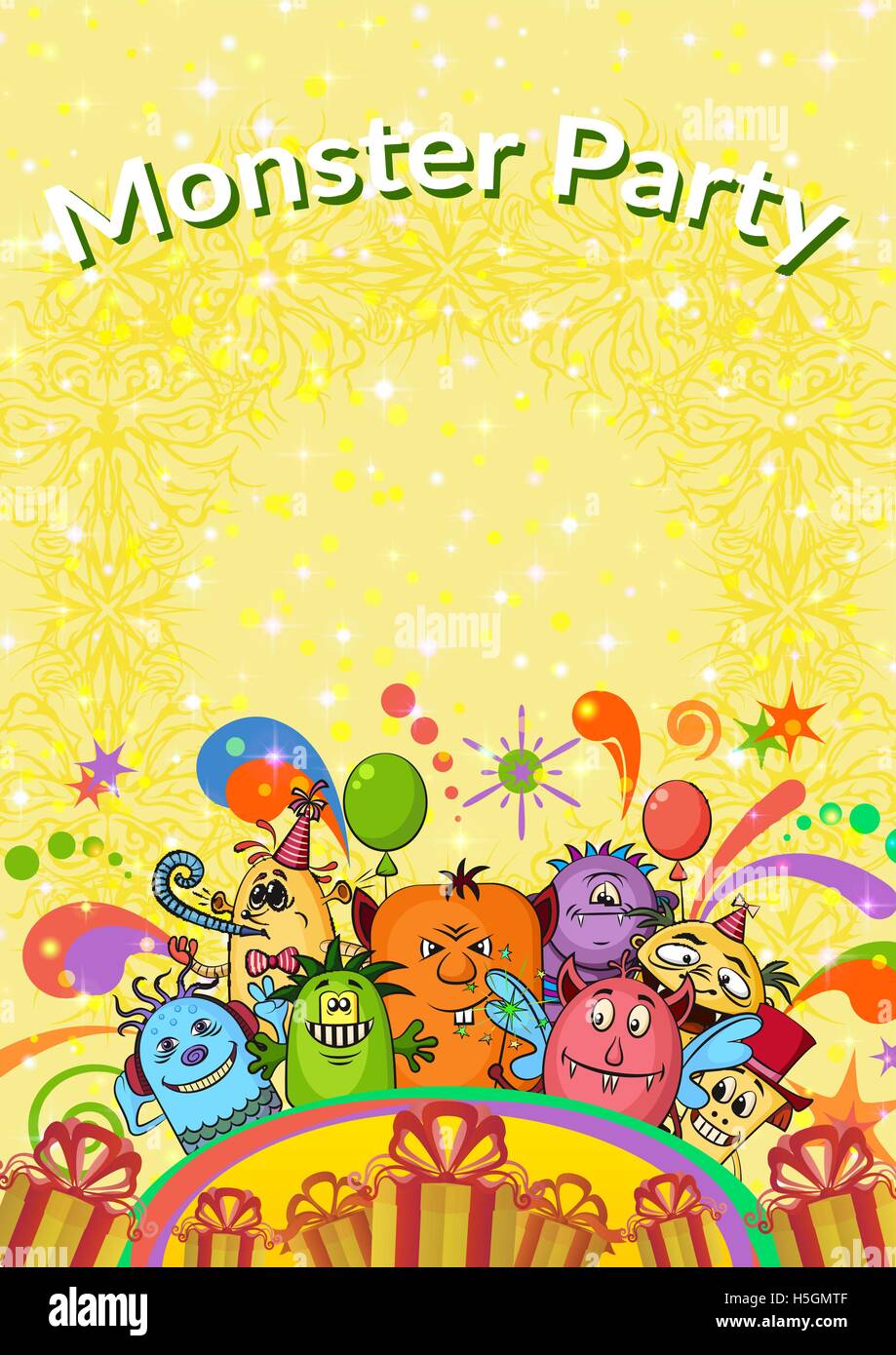 Cartoon Monsters Background Stock Vector Image & Art - Alamy