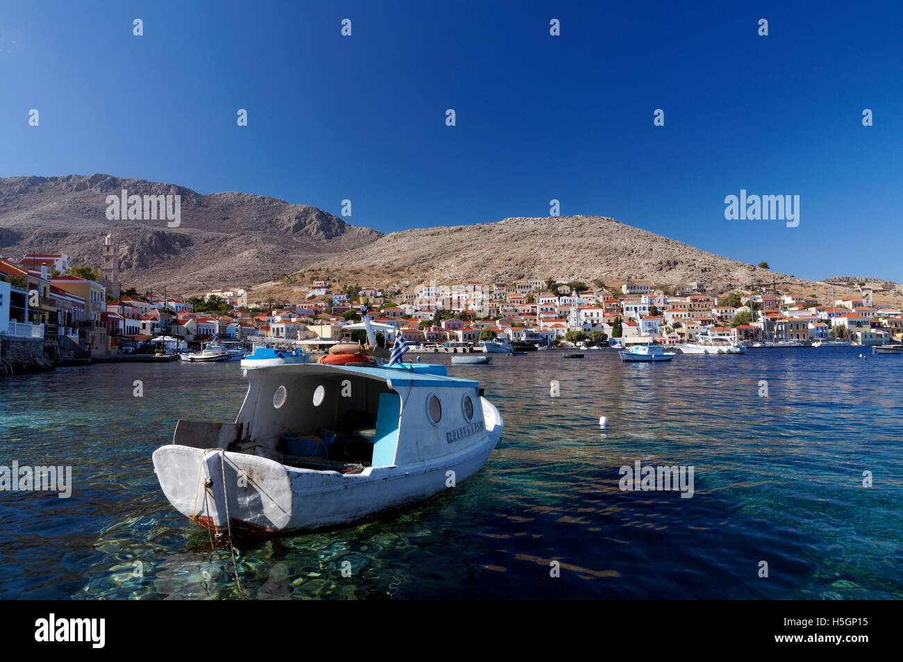 Village of Emborio, Chalki Island near Rhodes, Dodecanese Islands ...