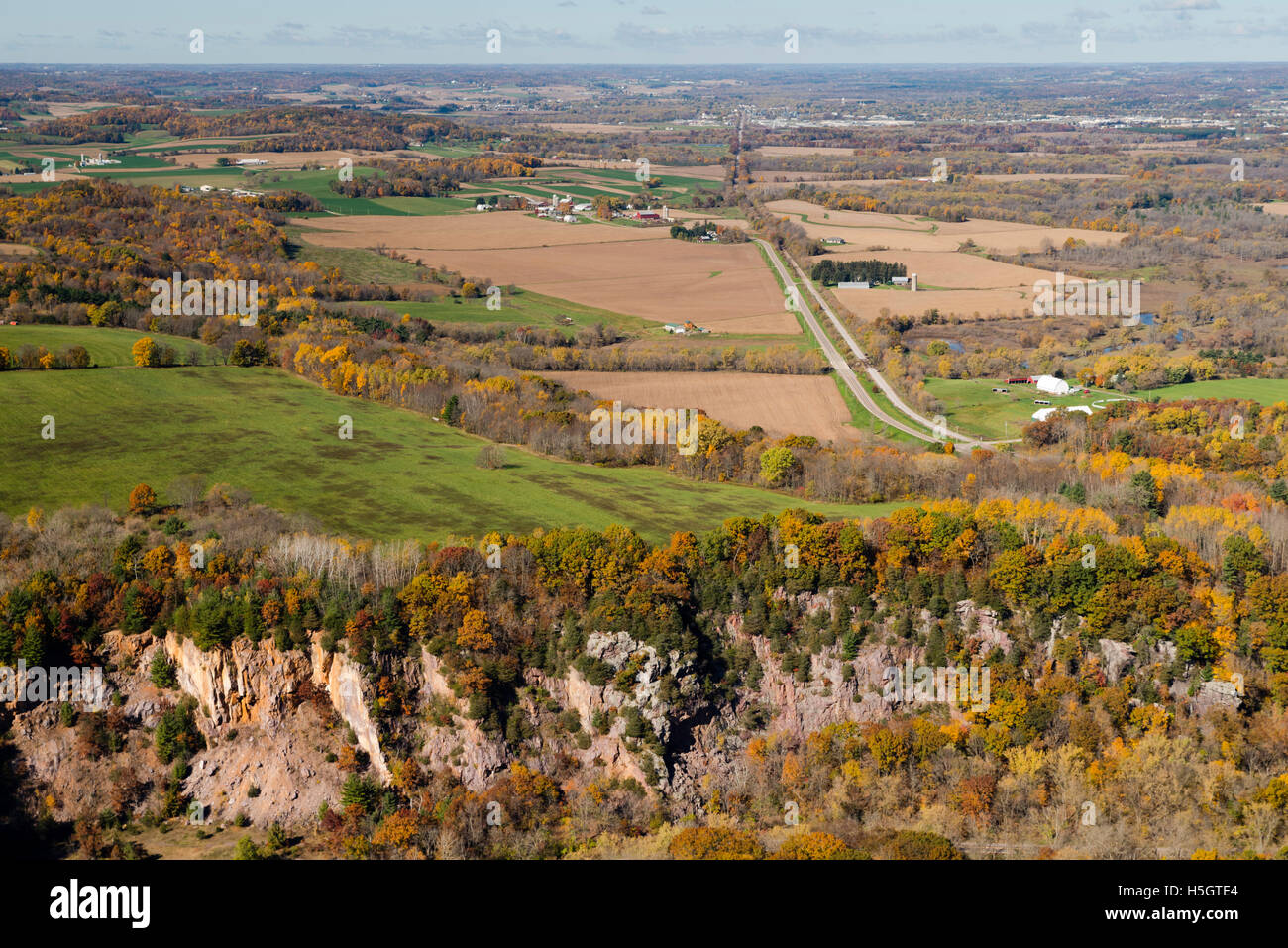 Aerial view of Abelman's Gorge (below), near Rock Springs, Wisconsin ...