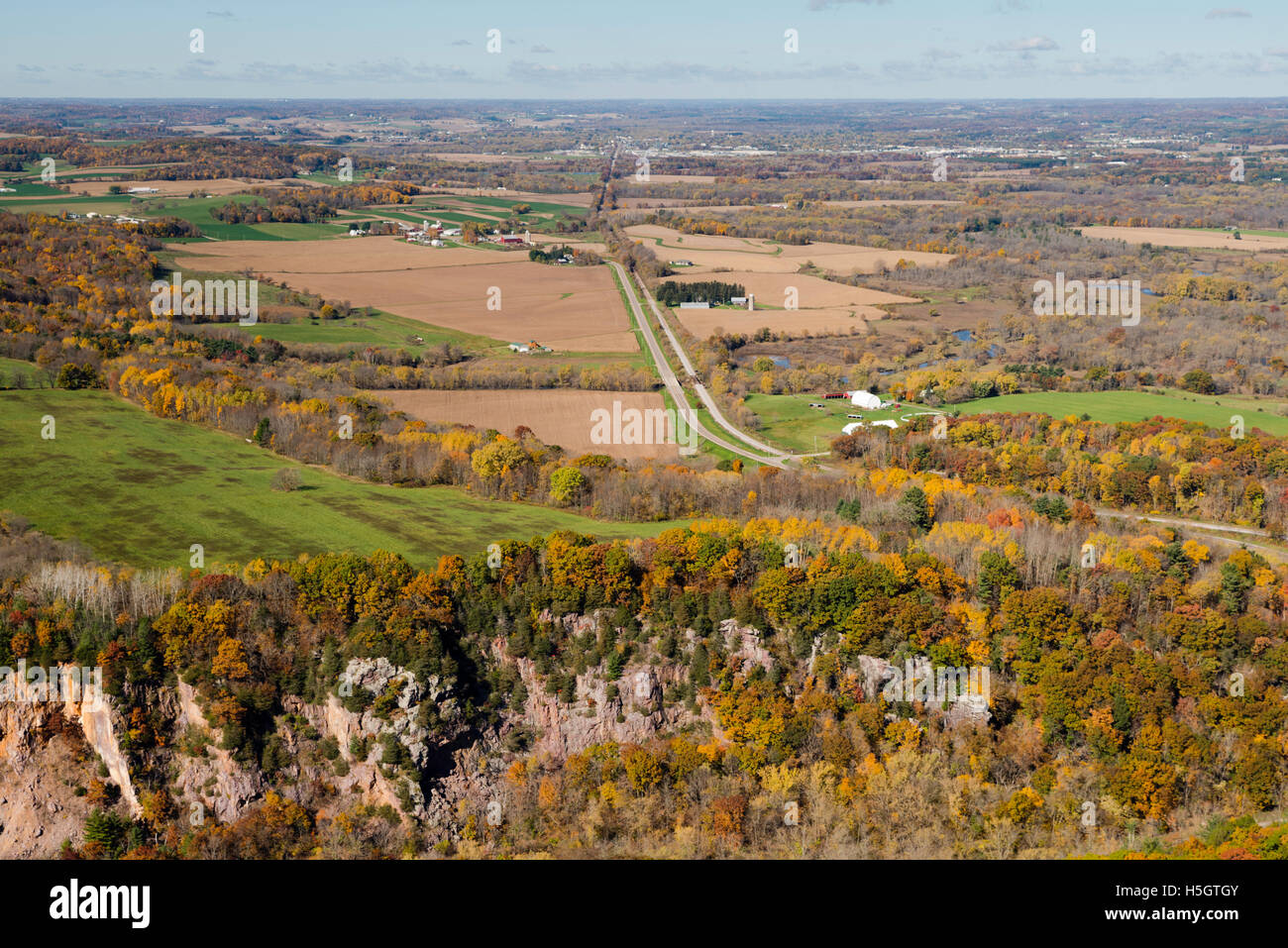 Aerial view of Abelman's Gorge (below), near Rock Springs, Wisconsin ...