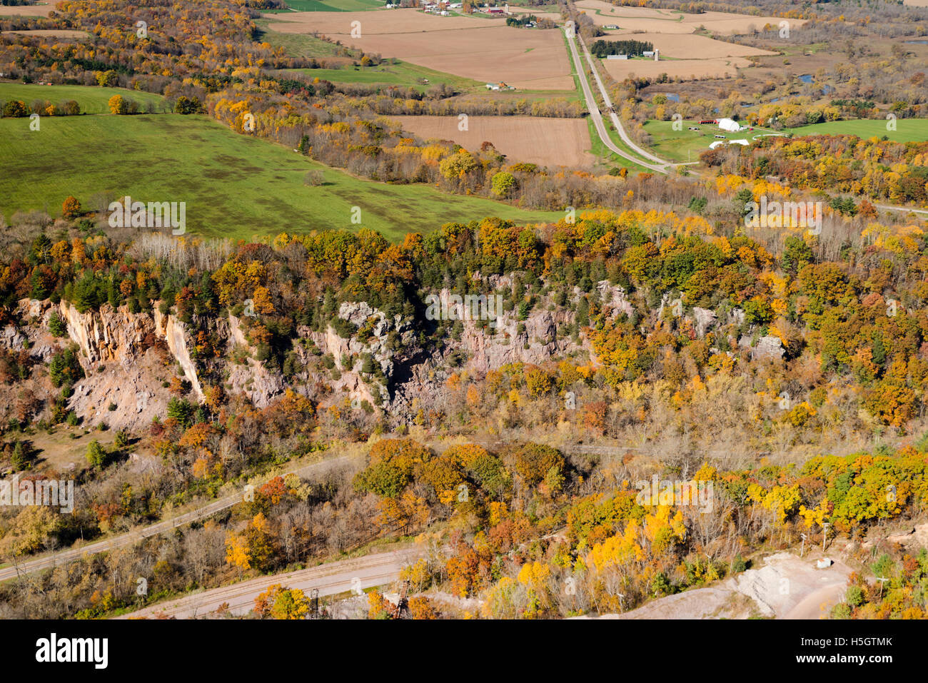 Aerial view of Abelman's Gorge (below), near Rock Springs, Wisconsin ...