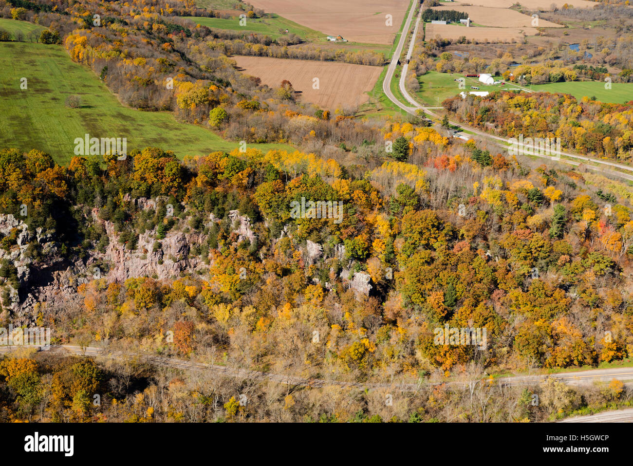 Aerial view of Abelman's Gorge (below), near Rock Springs, Wisconsin ...