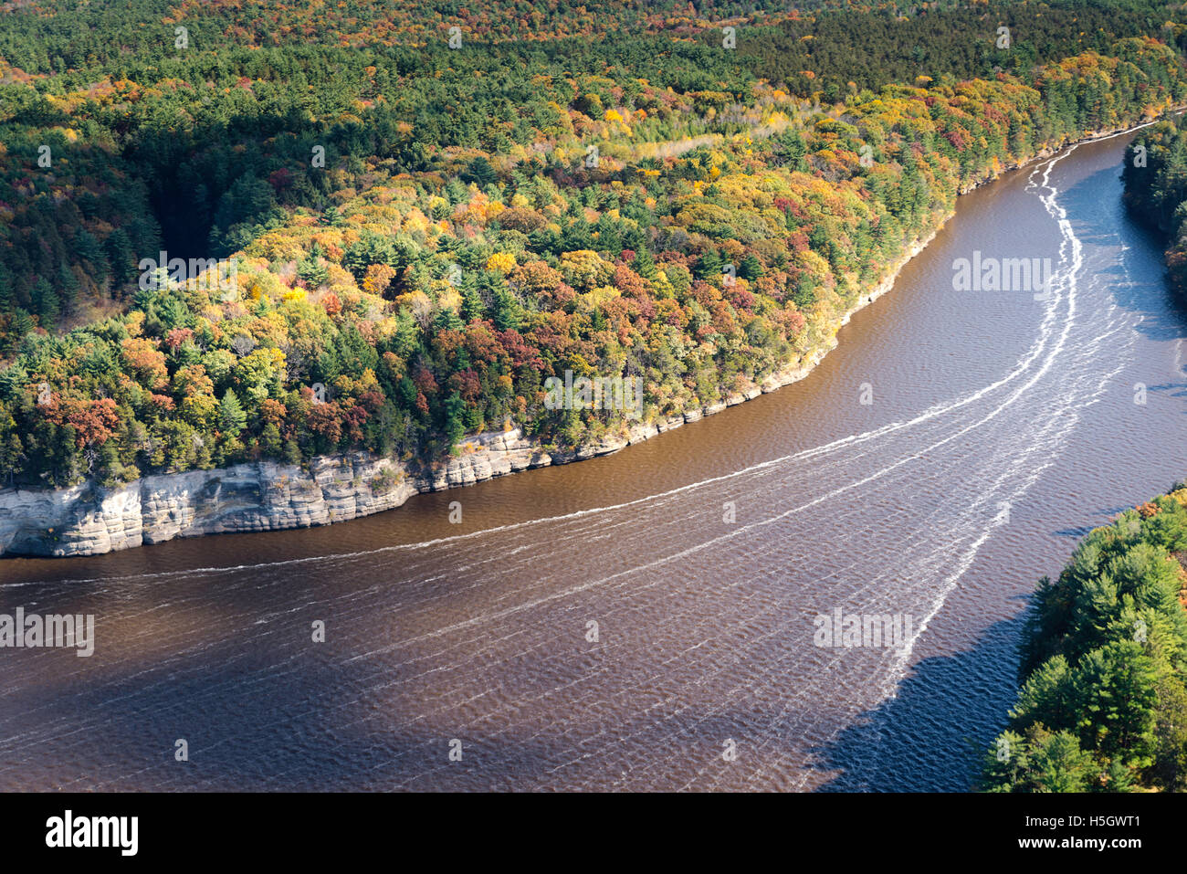 Aerial view of the Dells of the Wisconsin River, just upstream from the ...