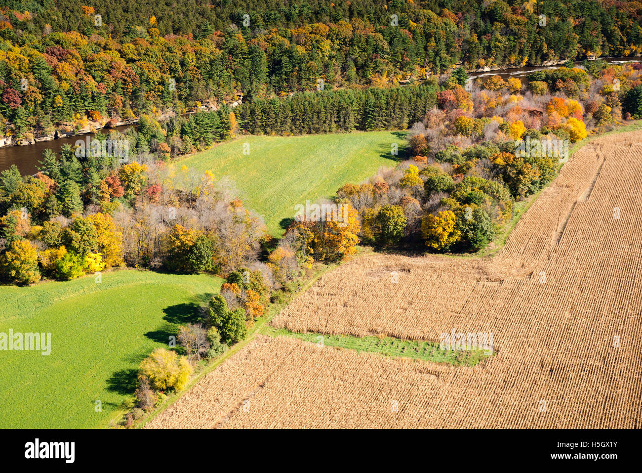 Aerial view of the Dells of the Wisconsin River, just upstream from the ...