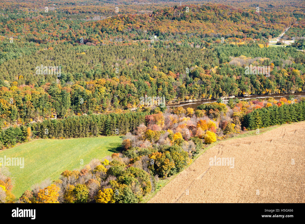 Aerial view of the Dells of the Wisconsin River, just upstream from the ...