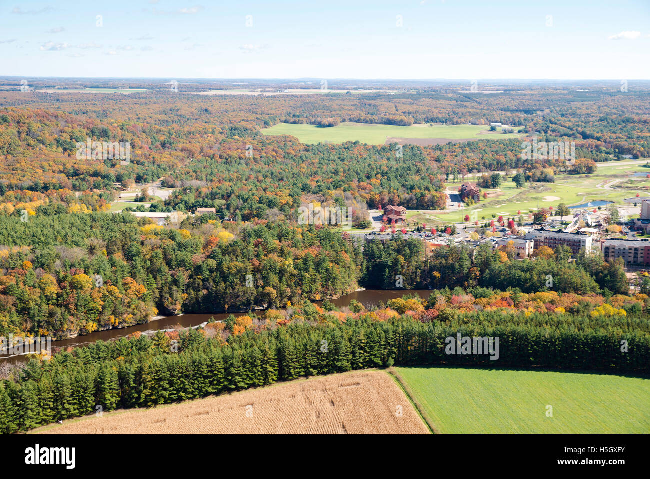 Aerial view of the Dells of the Wisconsin River, just upstream from the ...