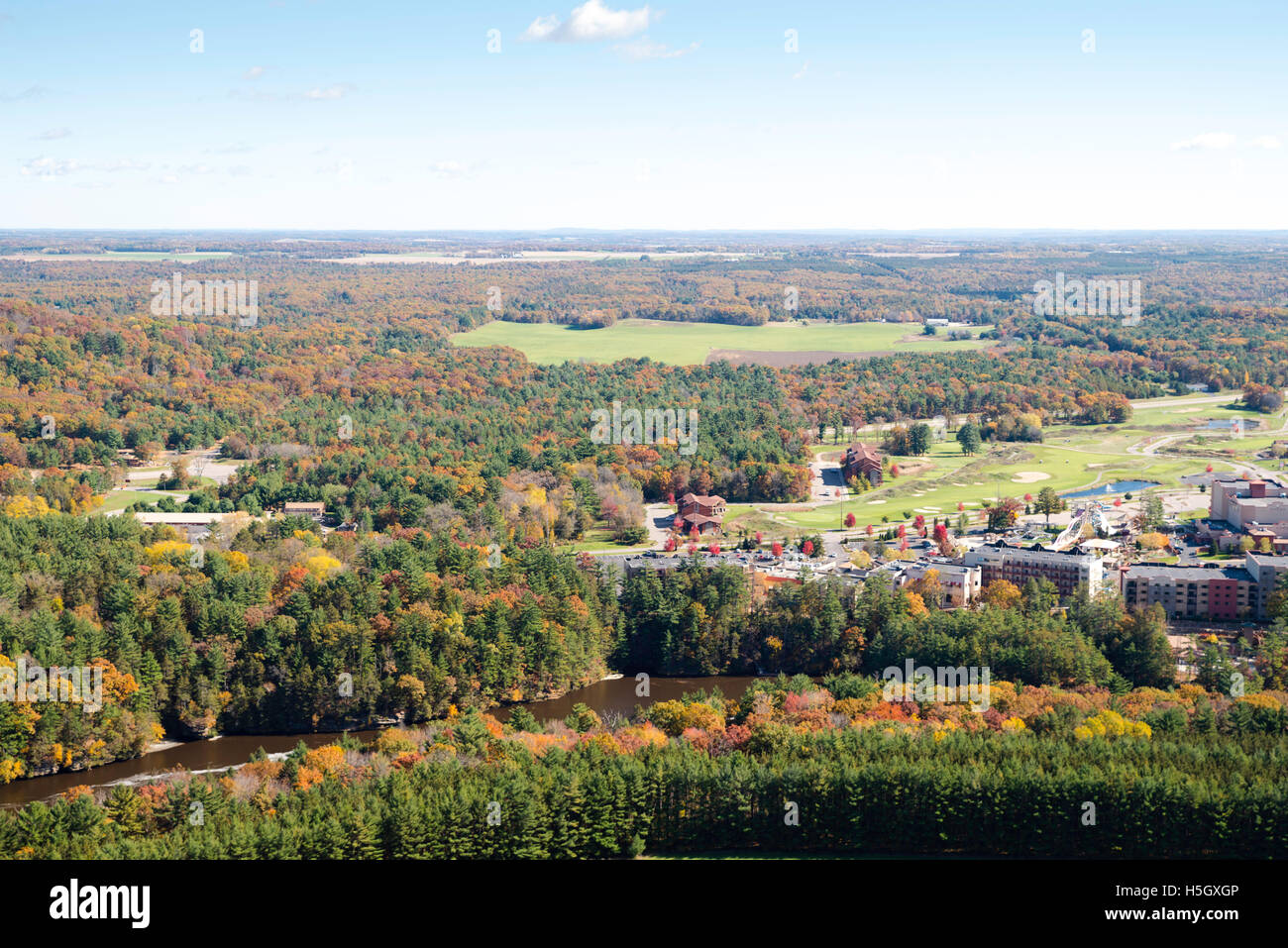 Aerial view of the Dells of the Wisconsin River, just upstream from the ...