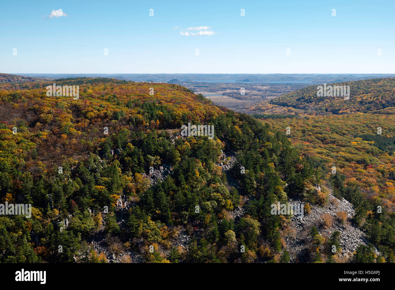 Aerial view of of the South Bluff at Devil's Lake State Park near ...