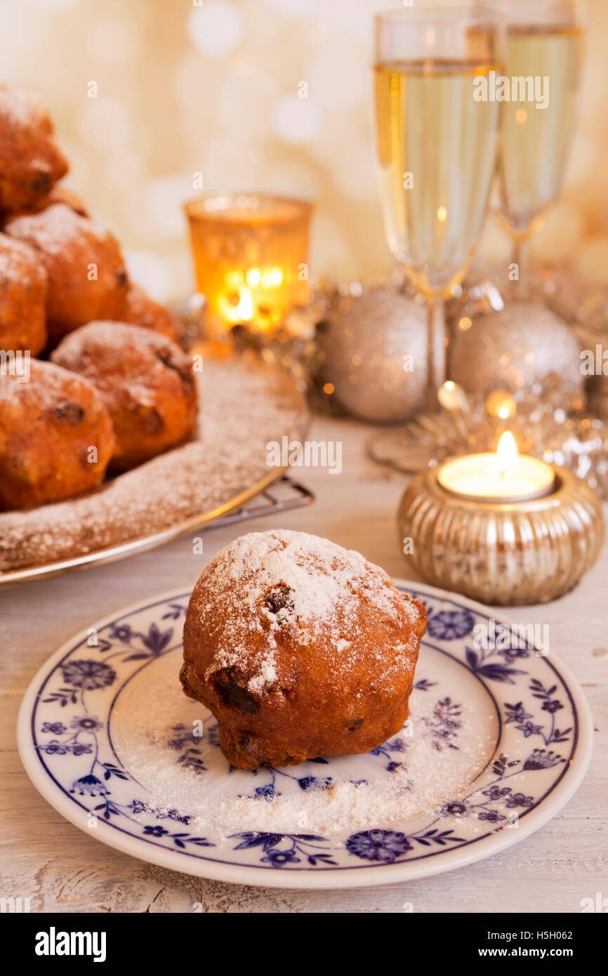 Champagne and 'Oliebollen', traditional Dutch pastry for New Year's Eve ...