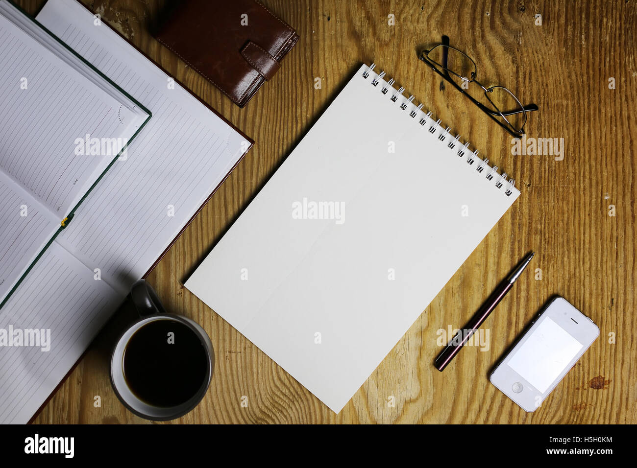 table write hand office view Stock Photo - Alamy