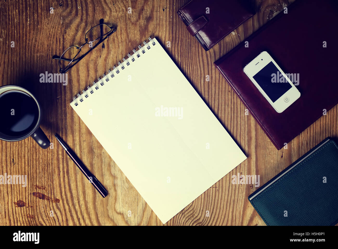 toned table write hand top view Stock Photo - Alamy