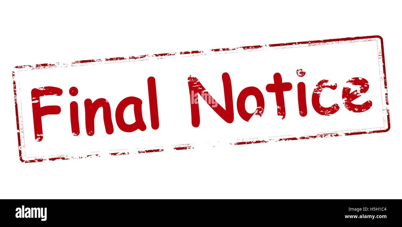 Rubber stamp with text final notice inside, vector illustration Stock ...