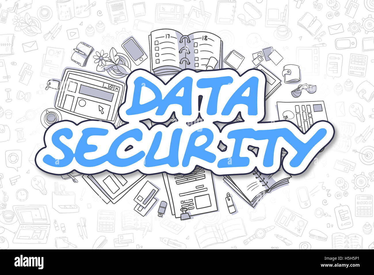 Data Security - Cartoon Blue Text. Business Concept Stock Photo - Alamy
