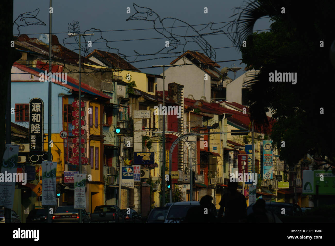 The old buildings in the Kuching city centre of Sarawak, Malaysia Stock ...