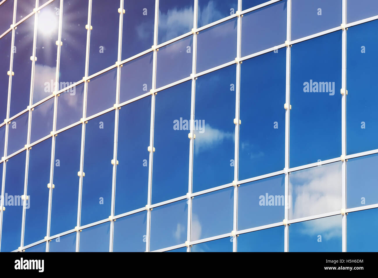 sun light sky cloud reflection in glass office building Stock Photo - Alamy