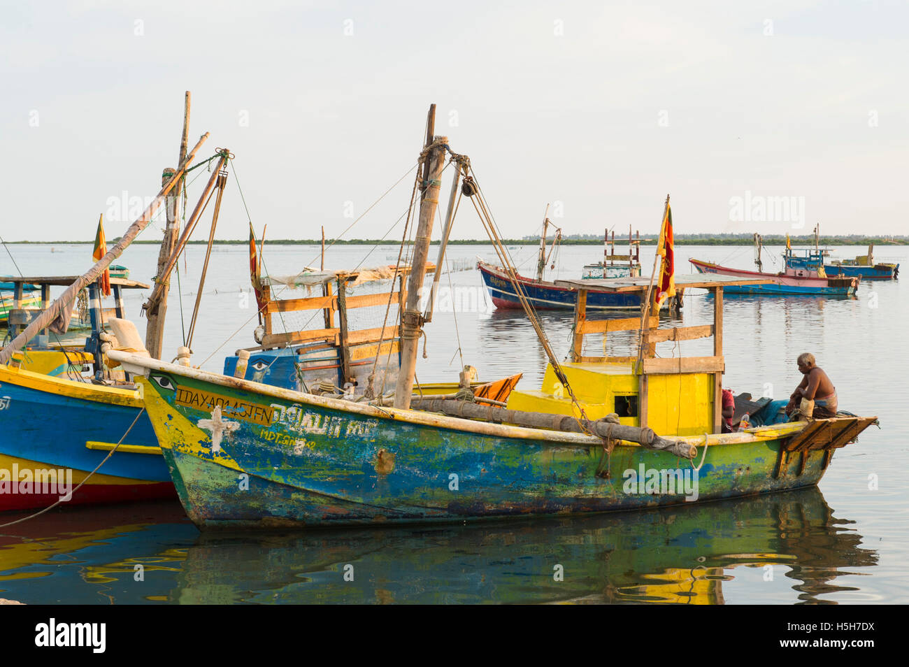 Fishing boats docked at the harbour, Jaffna, Sri Lanka Stock Photo - Alamy