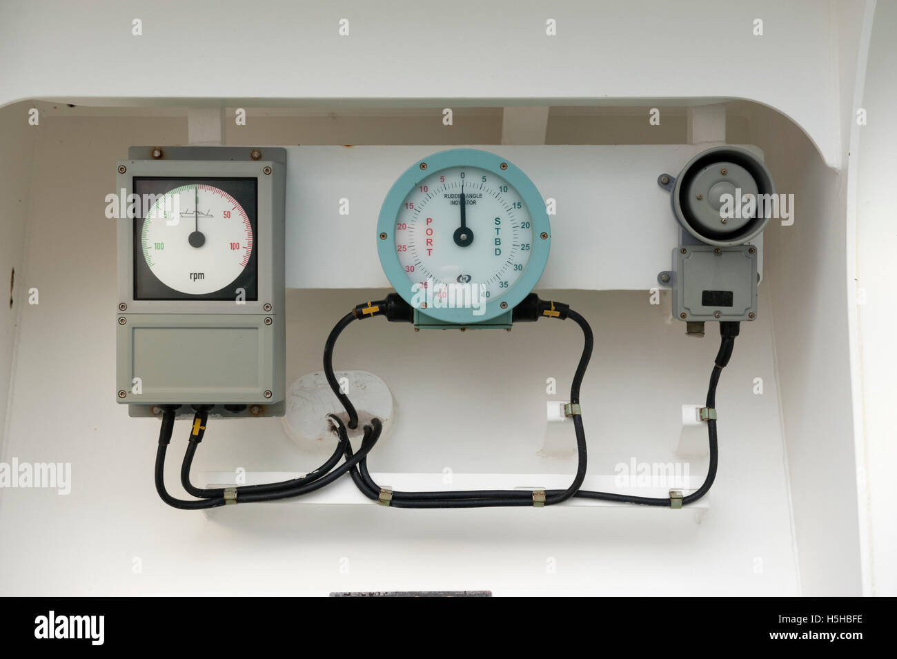 Rudder angle indicator on ship's bridge wing Stock Photo - Alamy