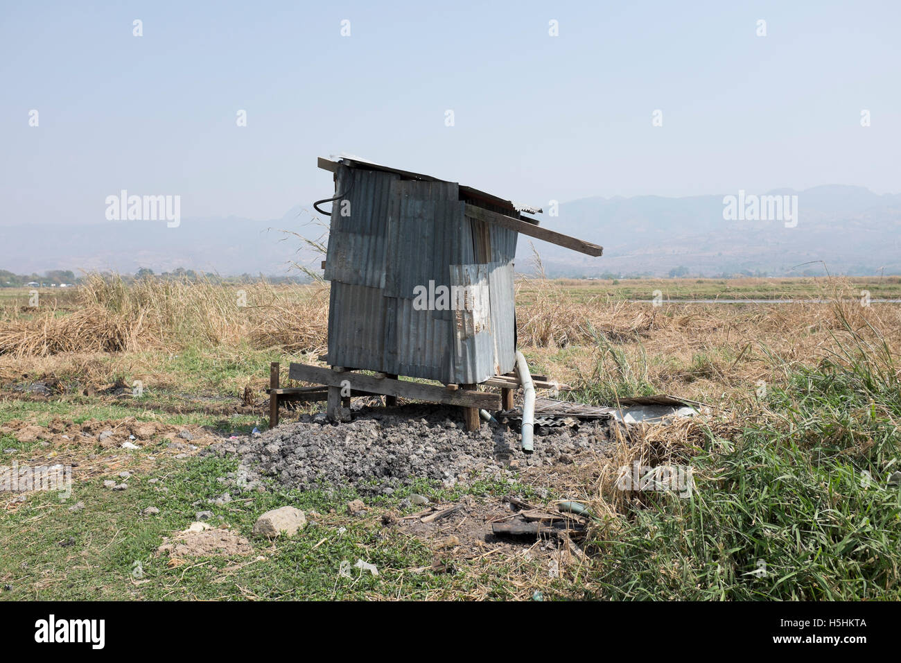 Corrugated Makeshift Toilet Shack on the outskirts of Nyaung Shwe Inle ...