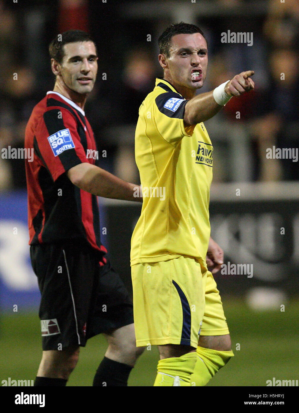 Jamie Stuart of Grays makes a point to referee A Halliday - Lewes vs ...