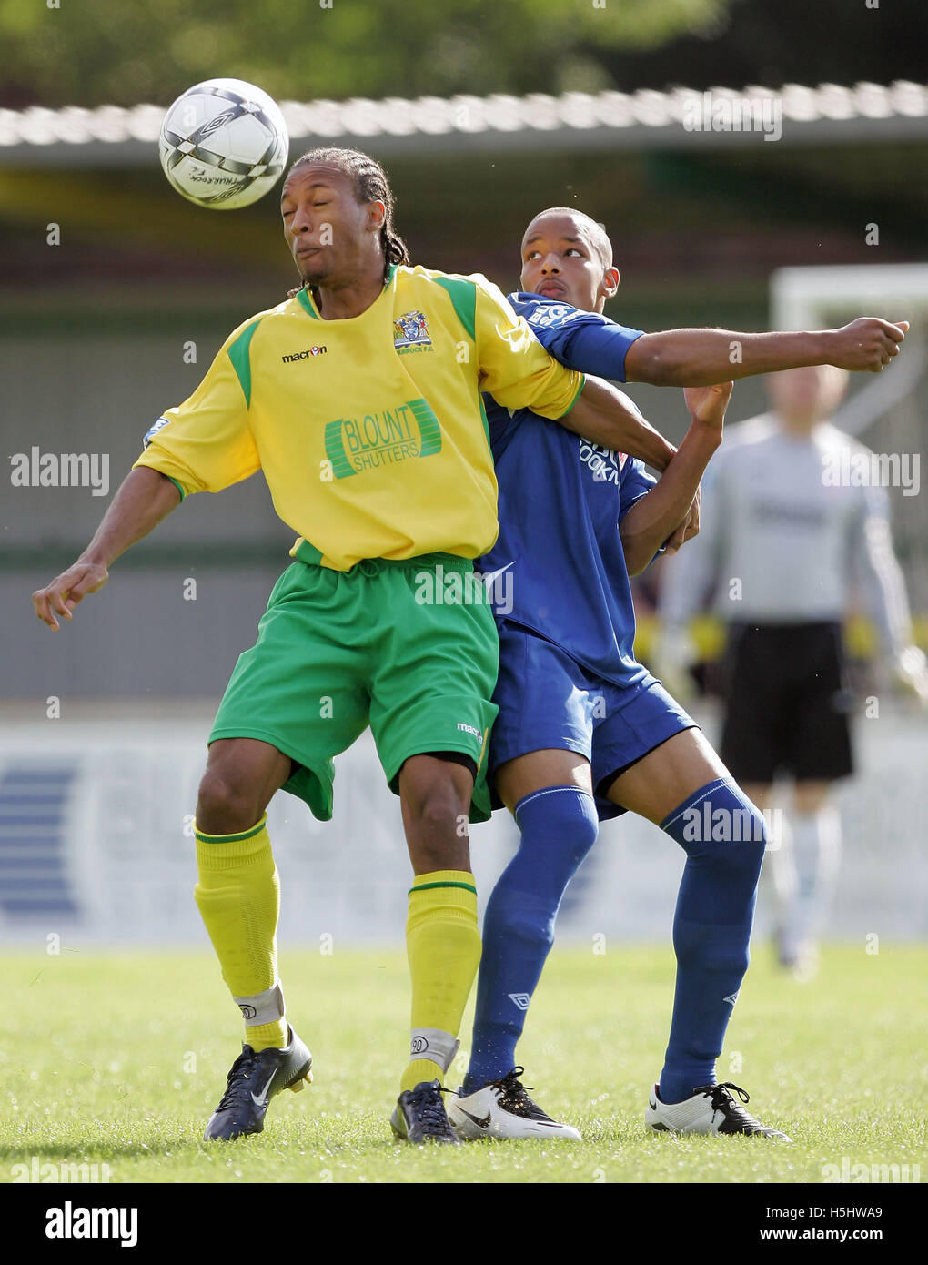Wesley Thomas of Thurrock shields the ball from - Thurrock vs Welling ...