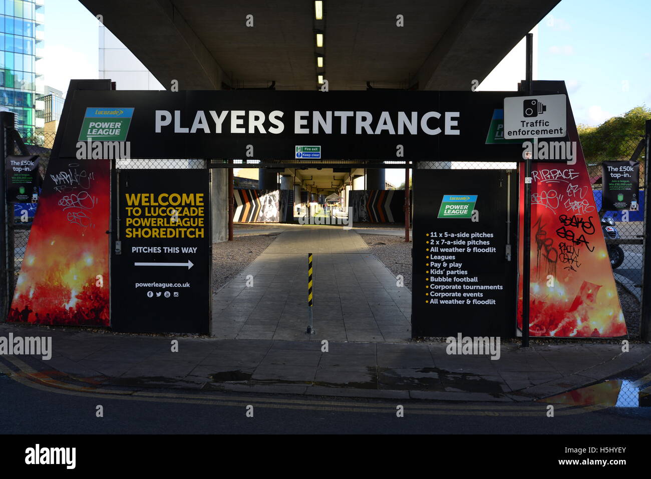 UK, London, Shoreditch, Lucozade Power League Entrance Stock Photo - Alamy