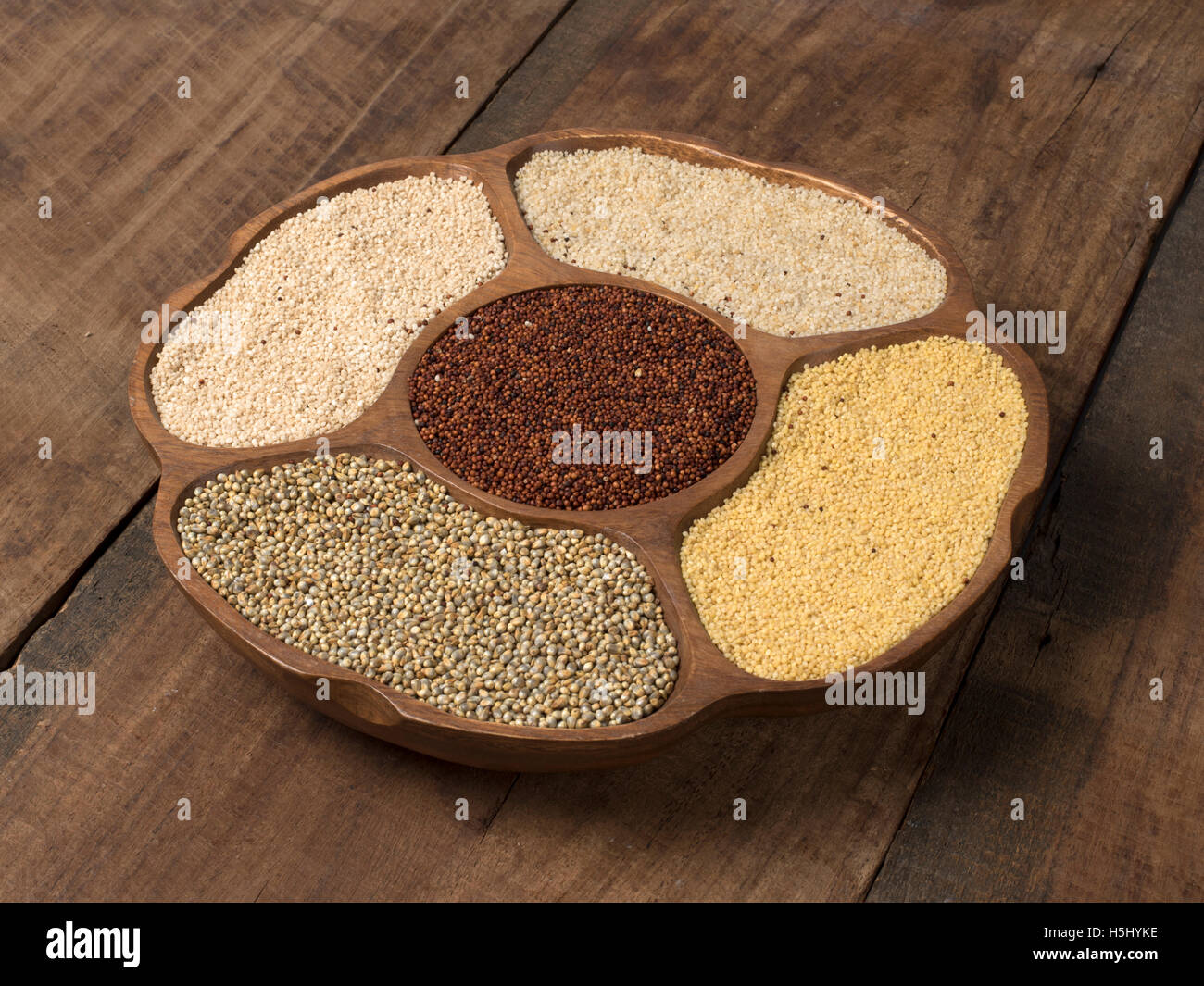 Millets - assorted millets placed in a wooden platter Stock Photo - Alamy