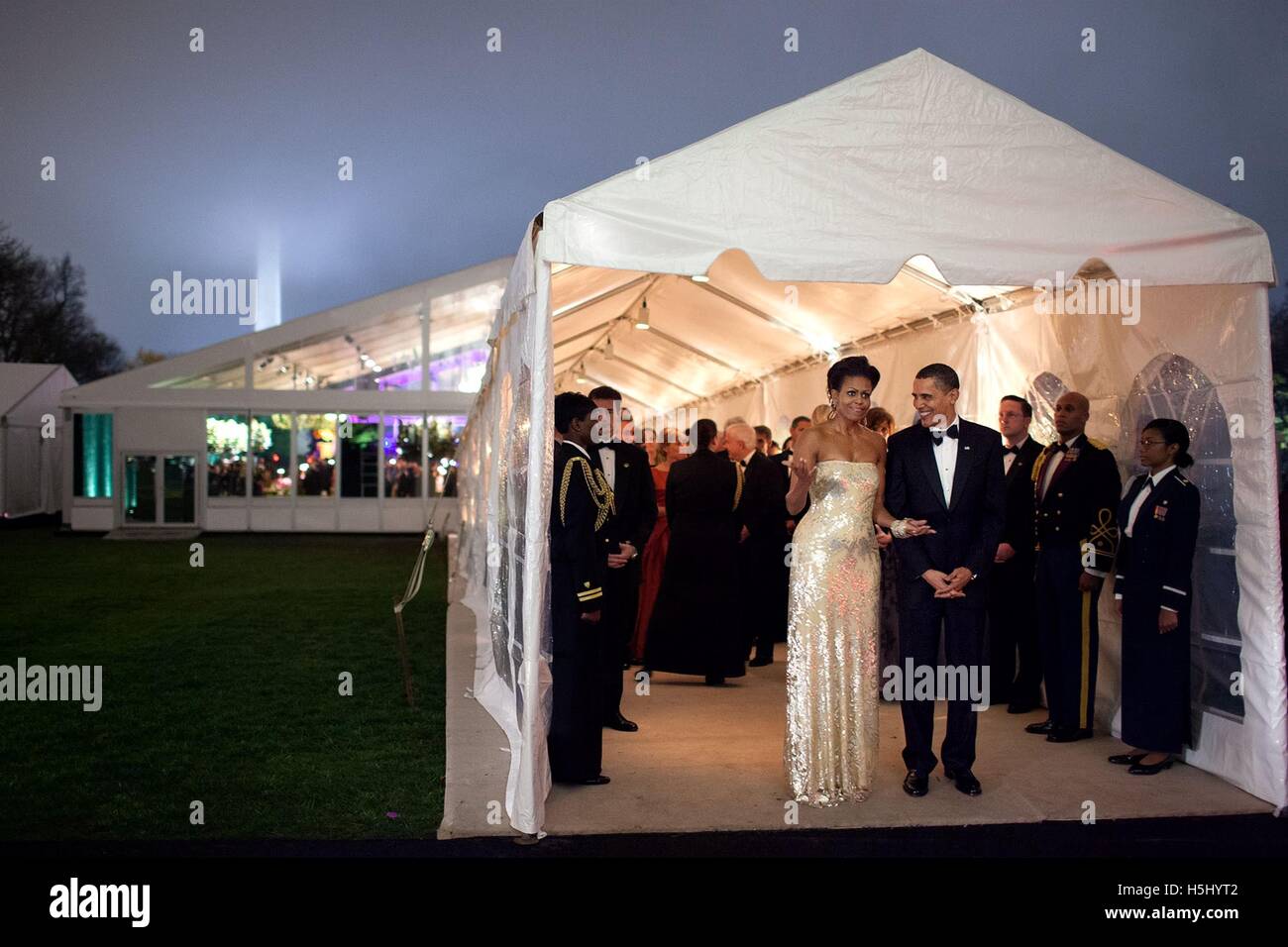 U.S. President Barack Obama and First Lady Michelle Obama in formal ...
