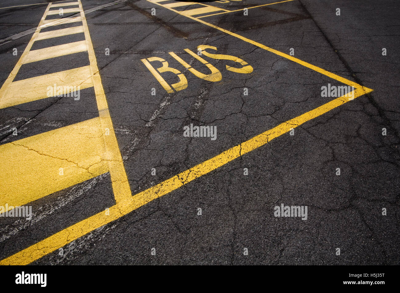Asphalt Bus Station Sign with Lines Stock Photo - Alamy