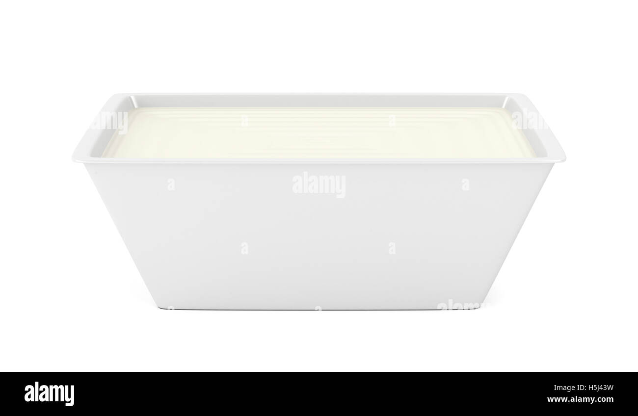Margarine in open plastic packaging on white background Stock Photo - Alamy