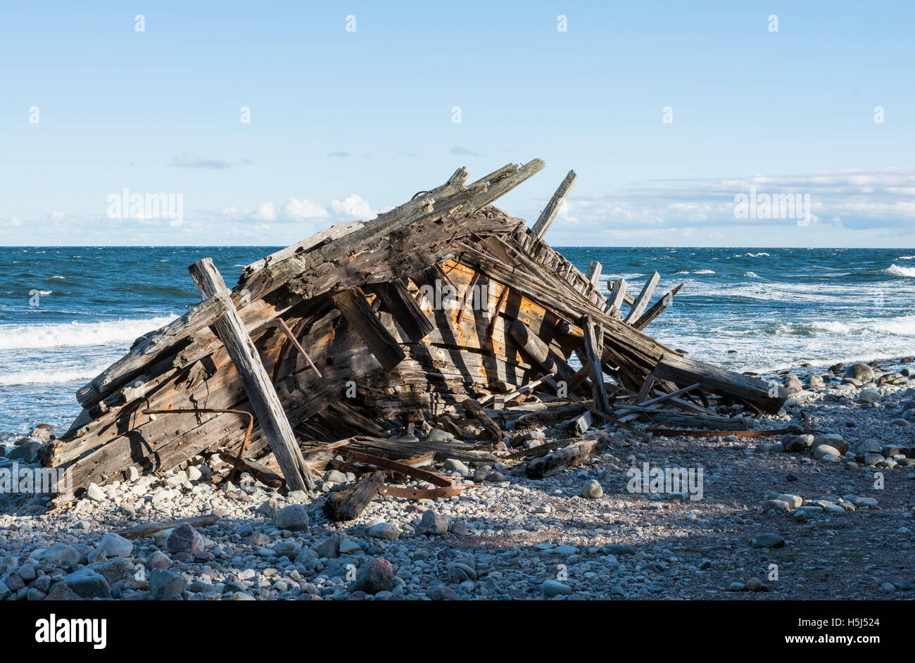 The schooner Swik that was shipwrecked 1926. Öland, Sweden Stock Photo ...