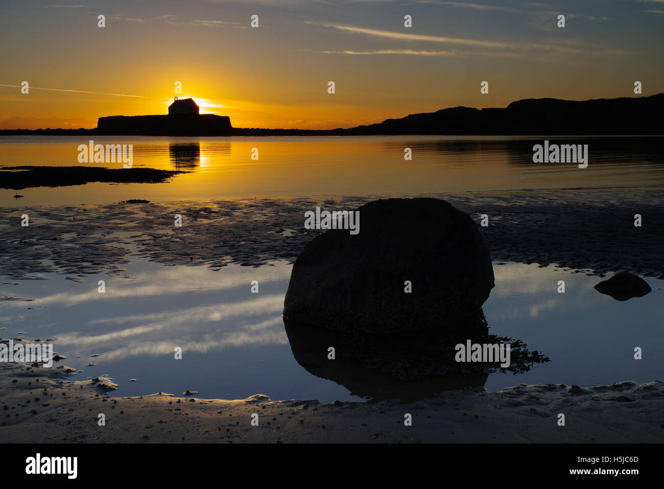 St Cwyfans Church Church in the Sea, Anglesey, North Wales Stock Photo ...