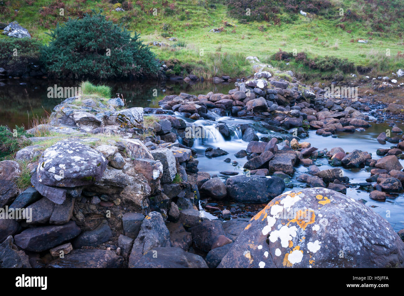 A landscape image of the weir on Allt Gleann an t-Srathain near ...